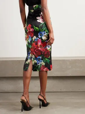 Dolce & Gabbana Floral-print Satin Midi Skirt
