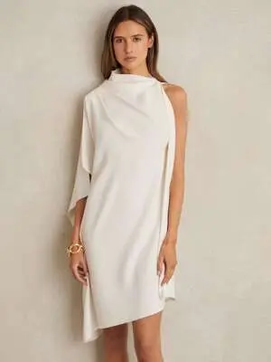 REISS Ellery One-shoulder Mini Dress - Ivory