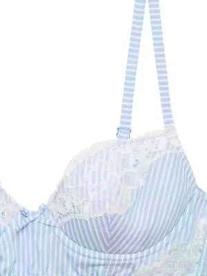 FLEUR DU MAL Striped Lace-detail Bra
