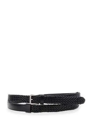 Dolce & Gabbana Leather Belt With Interwoven Design And Buckle - Black
