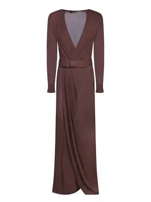 Dsquared2 Long Dress With Crossover V-neck - Brown
