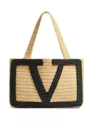 Valentino Garavani Medium Viva Superstar Raffia Tote Bag - Neutrals