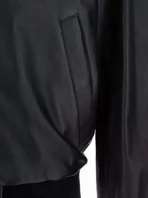 Emporio Armani Ribbed-trim Leather Jacket