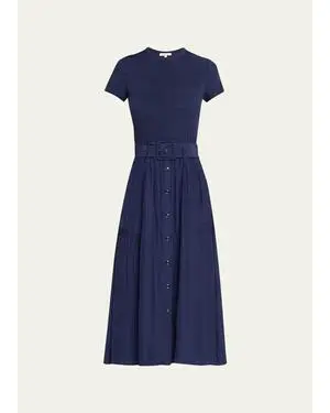 Ramy Brook Sylvie Belted Midi Dress - Spring Nav