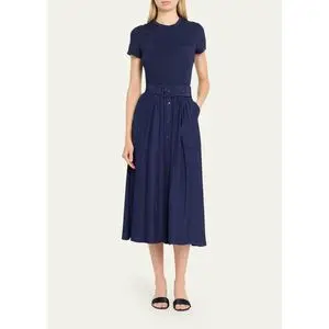 Ramy Brook Sylvie Belted Midi Dress - Spring Nav