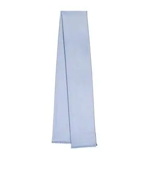 Brioni Linen-silk Logo Scarf - Blue