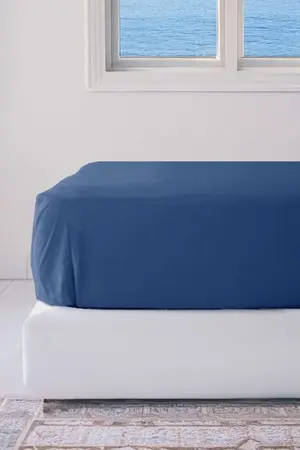 BEDVOYAGE Luxury 100% Viscose Cooling Deep-pocket Fitted Sheet Indigo