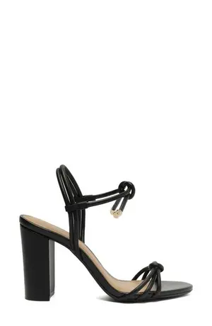 AREZZO Camila Ankle Strap Sandal - Black Leather
