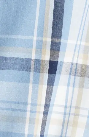 Majestic International Plaid Cotton Oxford Cloth Robe - Chambray