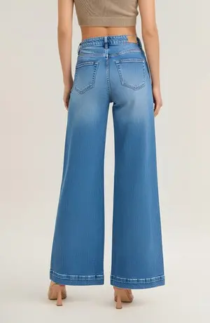 MODENAIRE High-waist Wide-leg Jeans With Patch Pockets