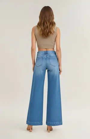 MODENAIRE High-waist Wide-leg Jeans With Patch Pockets