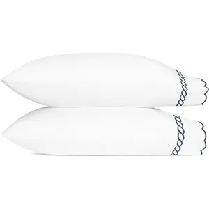 MATOUK Classic Chain Scallop Set Of 2 Pillowcases Navy