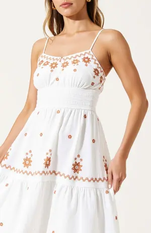 MODENAIRE Embroidered Tiered Maxi Dress
