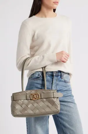 Sam Edelman Cleo Woven Leather Shoulder Bag - Taupe