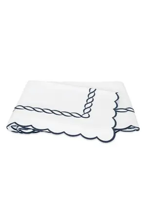 MATOUK Classic Chain Scallop Flat Sheet Navy
