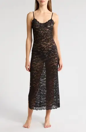 Natori Peony Lace Nightgown - Black