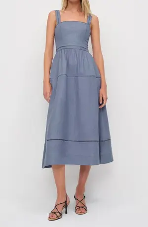 REFORMATION Everett Linen Midi Sundress - Cornflower