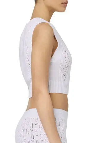 FLORENCE BY MILLS Pointelle Knit Crop Tank - Brt White