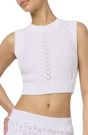 FLORENCE BY MILLS Pointelle Knit Crop Tank - Brt White