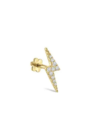 MARIA TASH Diamond Lightning Bolt Single Stud Earring - Yellow Gold