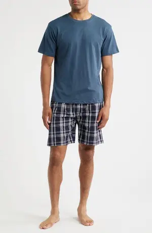 Majestic International Cozy Pajama T-shirt & Woven Cotton Shorts Set - Shade