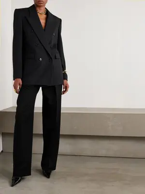 Saint Laurent Double-breasted Grain De Poudre Wool Blazer - Black