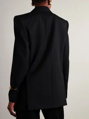 Saint Laurent Double-breasted Grain De Poudre Wool Blazer - Black