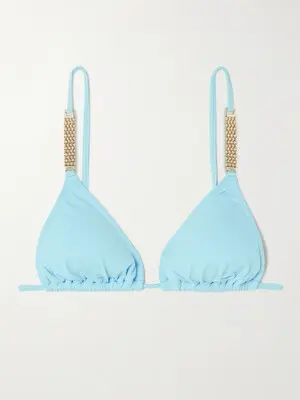 Melissa Odabash Maldives Embellished Triangle Bikini Top - Blue
