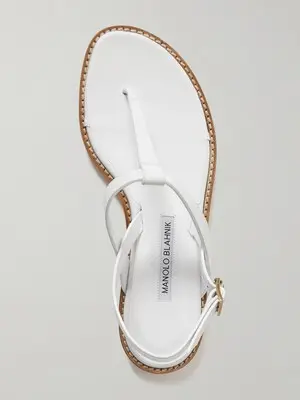 Manolo Blahnik Hata Leather Slingback Sandals