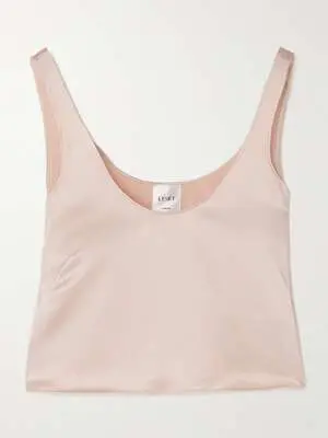 LESET Barb Washed-satin Tank - Blush