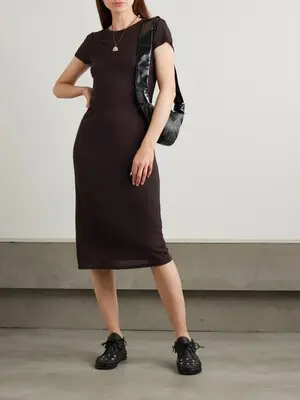 LESET Rozzi Layered Midi Dress - Brown