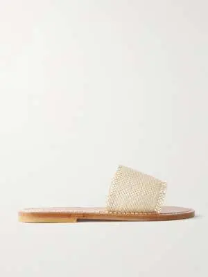 K.JACQUES Capri Raffia Slides - Beige