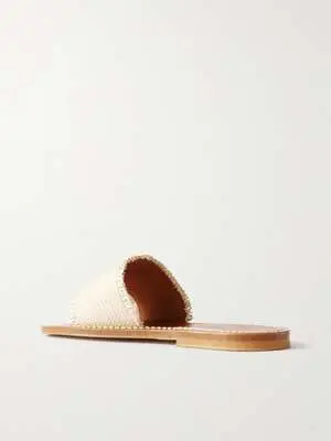 K.JACQUES Capri Raffia Slides - Beige
