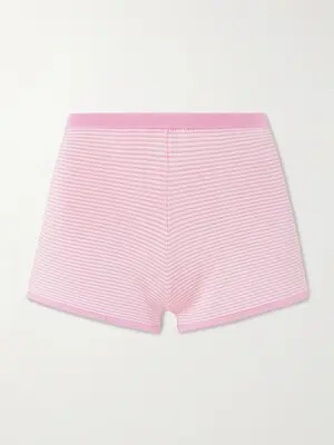 Calle Del Mar Striped Knitted Shorts - Pink