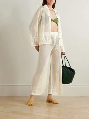Calle Del Mar Crocheted Wide-leg Pants