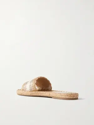 AQUAZZURA Playa Striped Woven Metallic Raffia Sandals - Neutrals