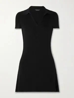 Balenciaga Ribbed Wool-blend Mini Dress - Black