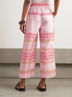 Alix Of Bohemia Otto Printed Silk-satin Wide-leg Pants