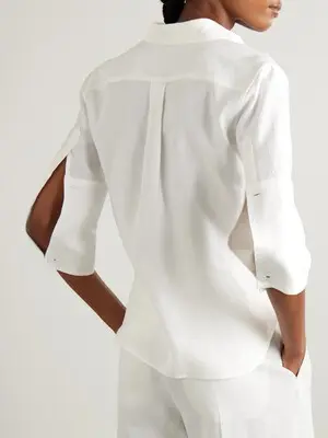 Another Tomorrow Linen Shirt - White