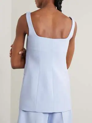 Another Tomorrow Crepe Top - Light Blue