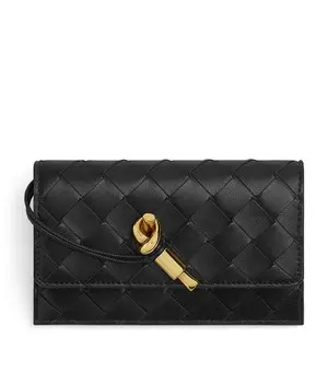 Bottega Veneta Leather Intrecciato Andiamo Card Holder - Black