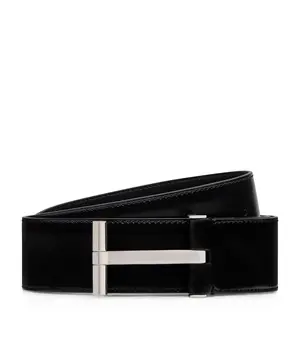 TOM FORD Leather Belt With 'T' Buckle Black