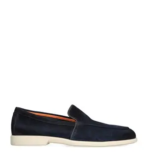 Santoni Suede Malibu Loafers - Navy