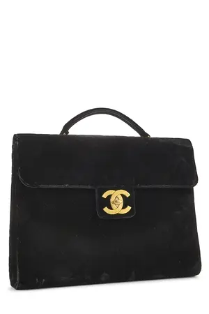 Chanel Velvet Briefcase With Gold Tone Clasp