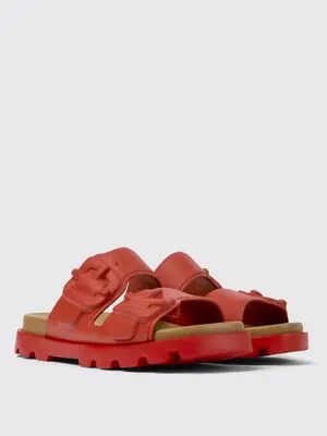 Camper Flat Buckled Sandals - Red