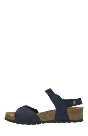 CELTIC & CO. Low Wedge Double Buckle Sandal - Dark Navy