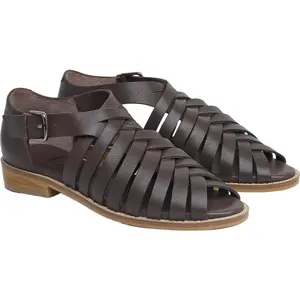 CELTIC & CO. Woven Peep Toe Sandal - Chocolate