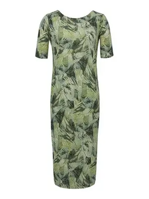 CELTIC & CO. Linen Cotton Blend Button Back Dress - Leaf Print