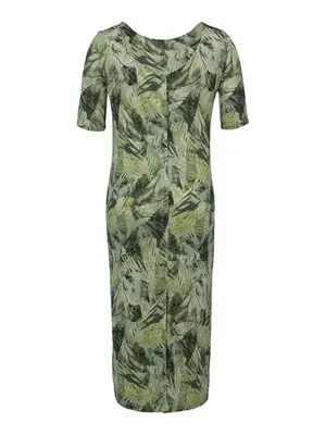 CELTIC & CO. Linen Cotton Blend Button Back Dress - Leaf Print
