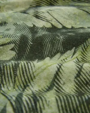 CELTIC & CO. Linen Cotton Blend Button Back Dress - Leaf Print